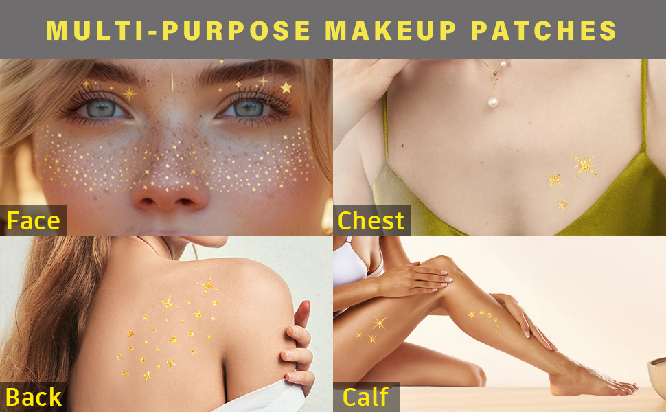 Amazon.com : 20 Pcs Gold Glitter Freckles Face Tattoo, DIY Glitter Freckles Makeup Patches ...