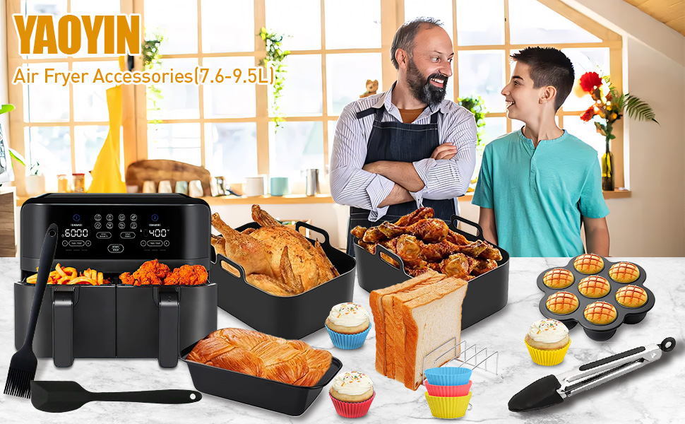 YAOYIN Moule Air Fryer, Accessoires Air Fryer pour Ninja AF400EU AF300EU AF451 AF500EU 7,6-10,4L ...