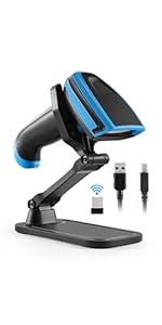 Amazon.com : 1D 2D Inventory Scanner, JRHC Wireless Barcode Scanner with Charging Dock Data ...