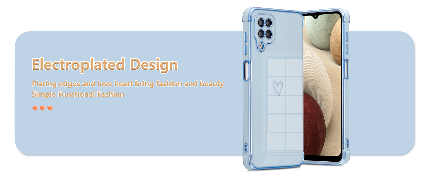 Amazon.com: ZTOFERA Designed for Samsung Galaxy A12 Case,Cute Plating Edge Love Hearts Pattern ...