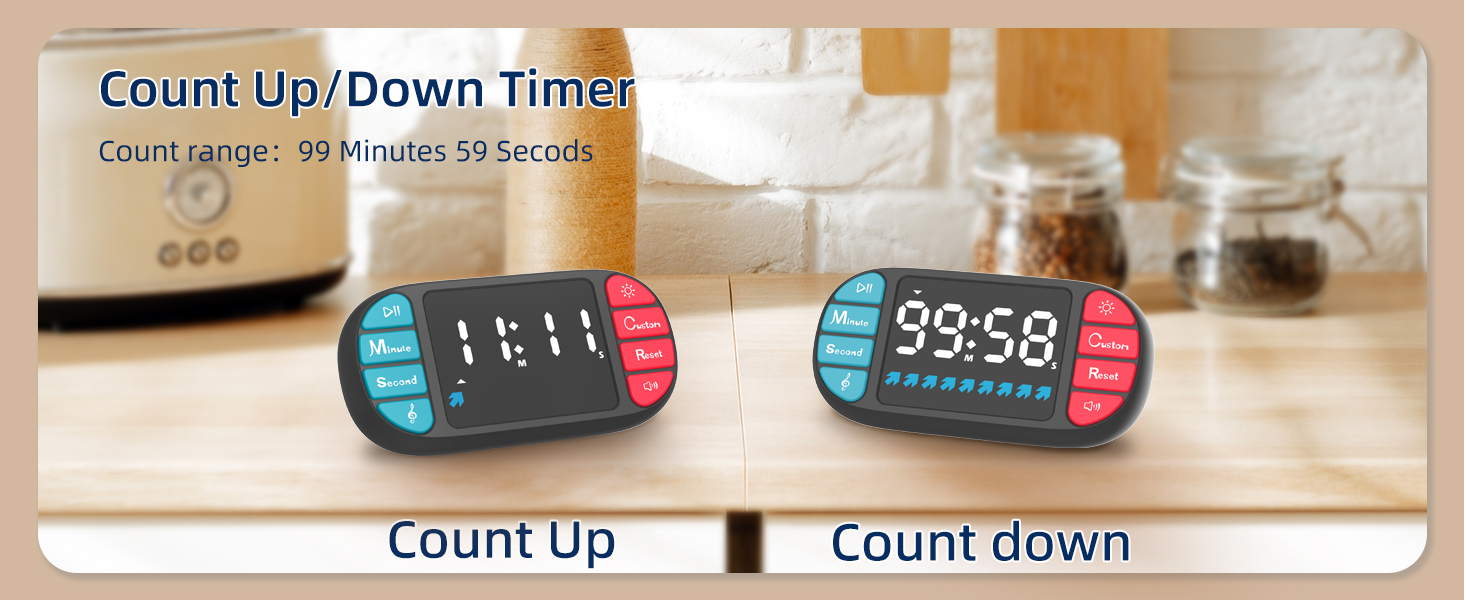 Amazon.com: DOOMAY Digital Kitchen Countdown Timer: Magnetic Count up ...