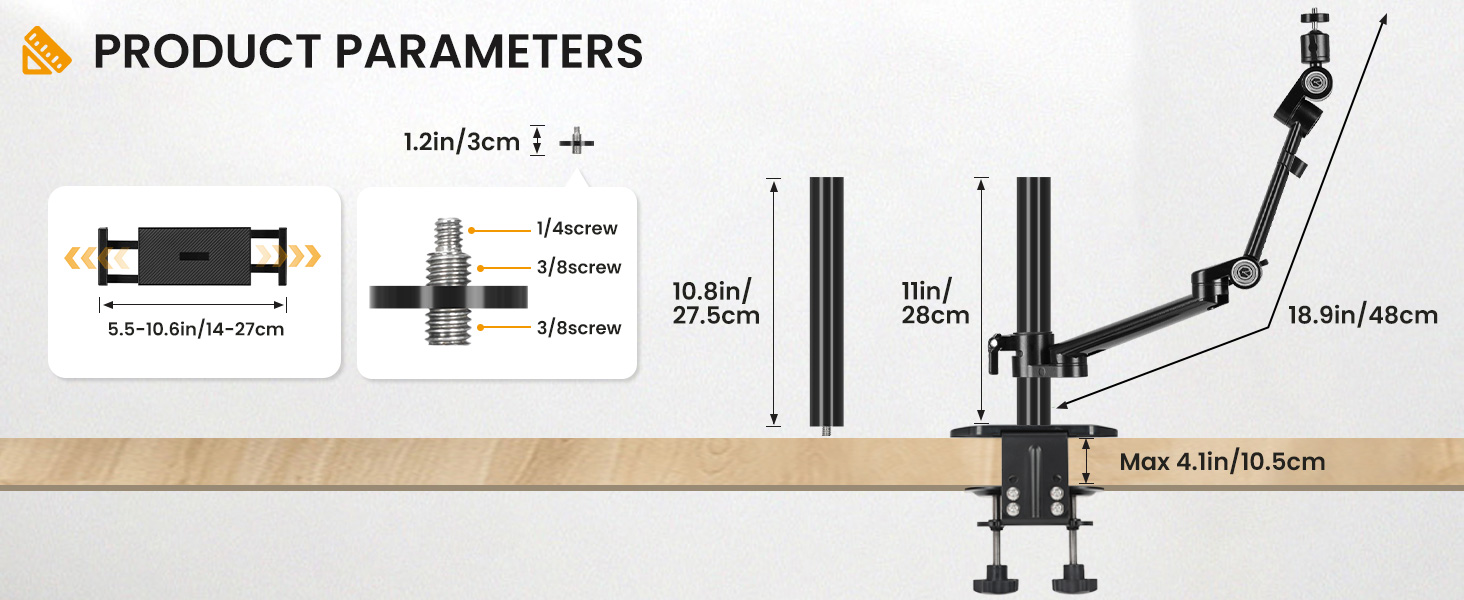 Amazon.com : TARION Camera Arm Mount Desk Stand: Heavy Duty DSLR Desktop Mount Camera Stand with ...