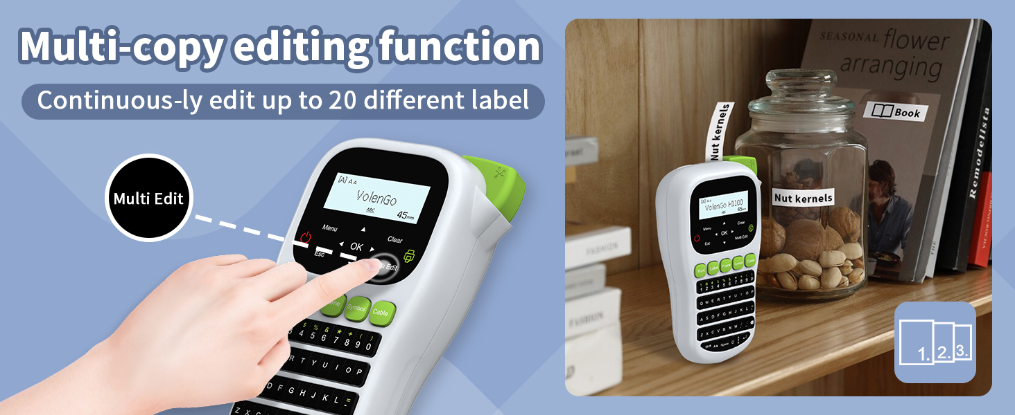 Amazon.com : VolenGo H1100 Label Maker Machine with Tapes 12mm Laminated, Backlit Handheld Label ...