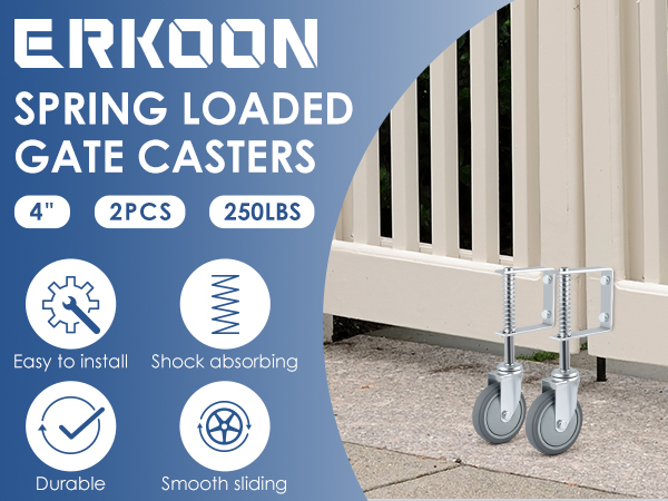 Mua ERKOON 2 Packs Heavy Duty Gate Wheel Spring-Loaded Gate Casters, 4 ...