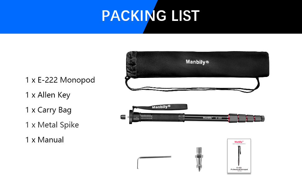 Amazon.com : Manbily 65-Inch Camera Monopod, 5 Sections Aluminum Travel Monopod for Canon Nikon ...