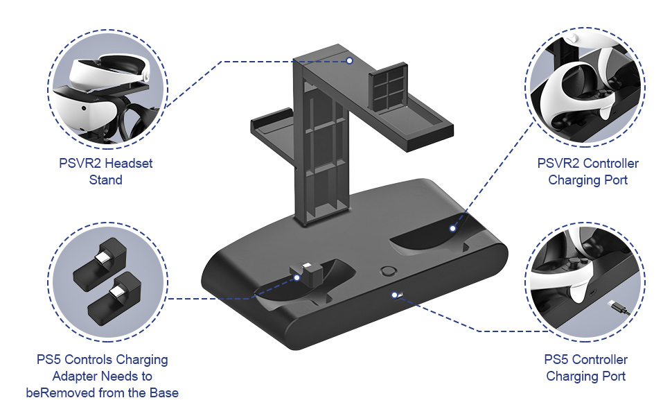 Amazon.com: QYCHHJ Controller Charging Dock for Play Station VR2, Headset Display Stand ...