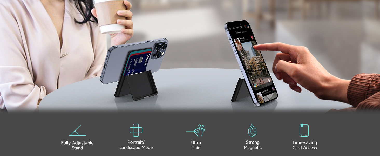 Amazon.com: Asstar Magnetic Wallet Compatible with MagSafe Wallet, Adjustable Wallet Stand for ...