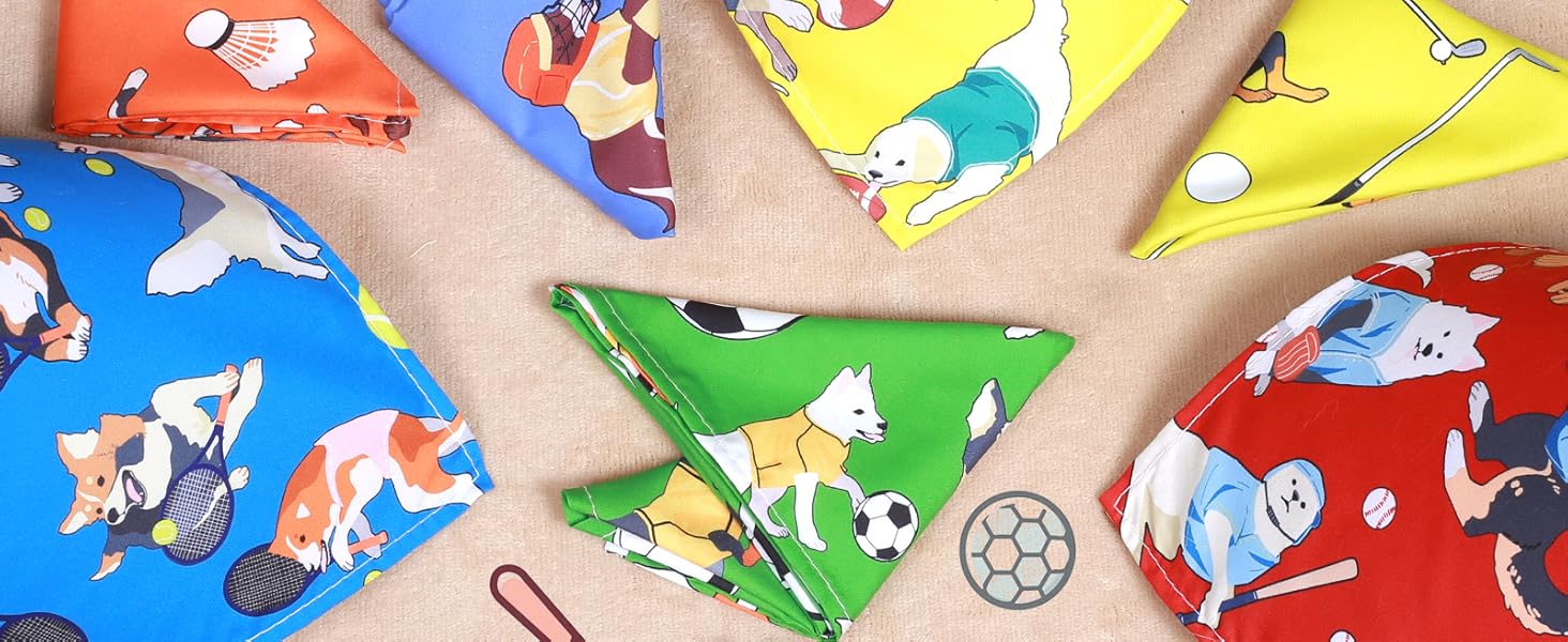 Amazon.com : 10Pack Dog Bandanas 10 Different Sports Style Patterns Bandanas Including Football ...
