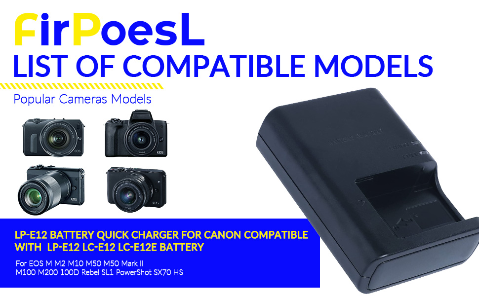 LC-E12 Cameras Battery Charger for Canon LP-E12 LC-E12E EOS M M2 M10 M50 M50 Mark II M100 M200 ...
