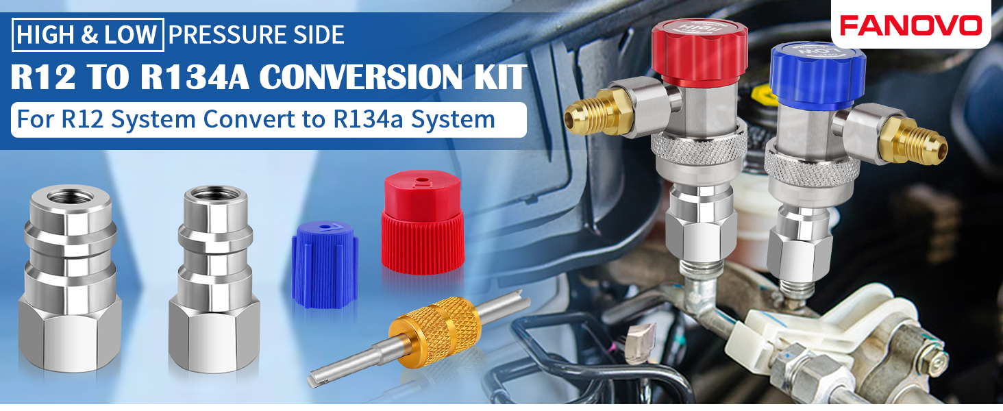 Amazon.com: FANOVO R12 to R134a Conversion Kit, High & Low Pressure Side R12 to R134a Adapter ...