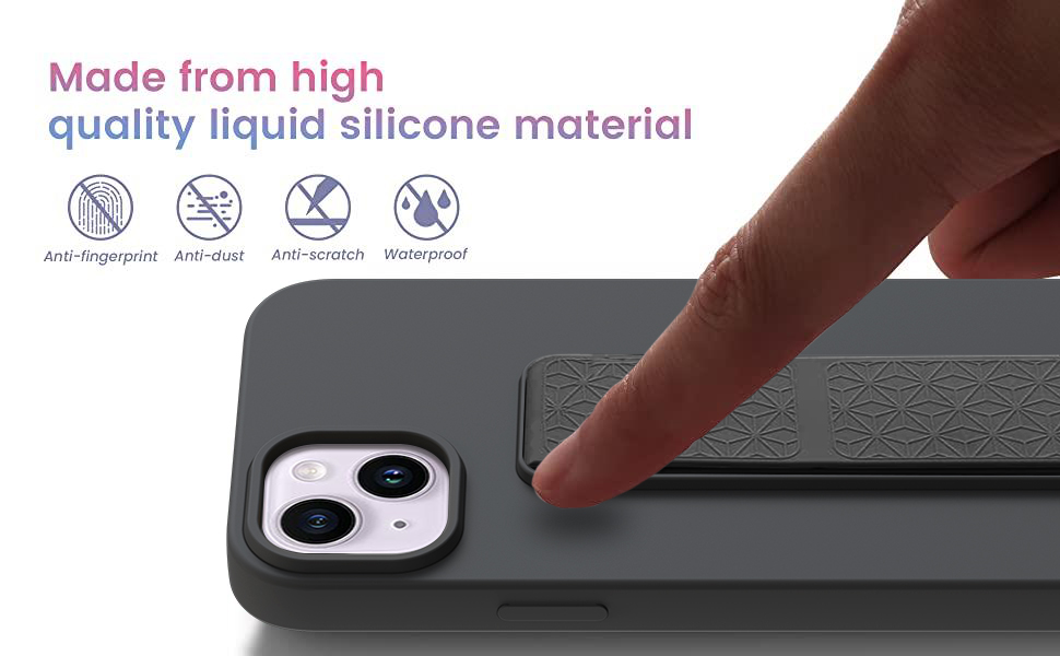 Amazon.com: LAUDTEC Silicone iPhone 14 (6.1")case with Stand/Kickstand,Vertical and Horizontal ...