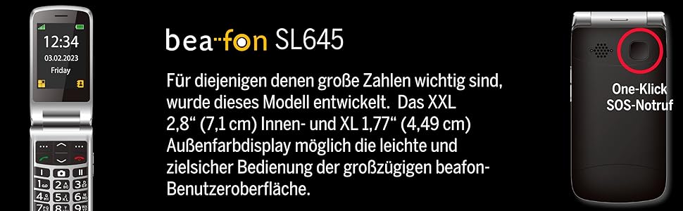beafon, SL645, Silverline, Großtastentelefon, Seniorenhandy mit SOS Notruftaste, Klapphandy, XXL ...
