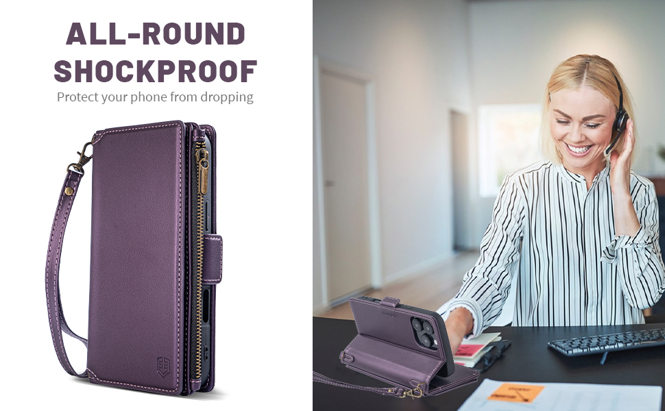 Amazon.com: Compatible with iPhone 16 Pro Max 6.9" Wallet Case with RFID Blocking Credit Card ...