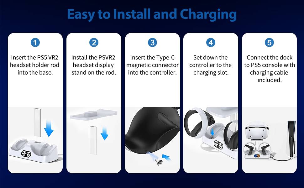 Amazon.com: PECOOVR PSVR 2 Controller Charging Station, Lightning Dock for PS5 VR2, VR Sense ...