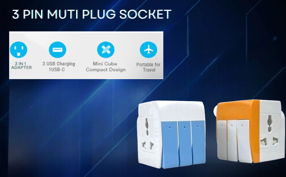 Buy 3 Way Socket Plug Adapter Universal Input Plug with Individual ...