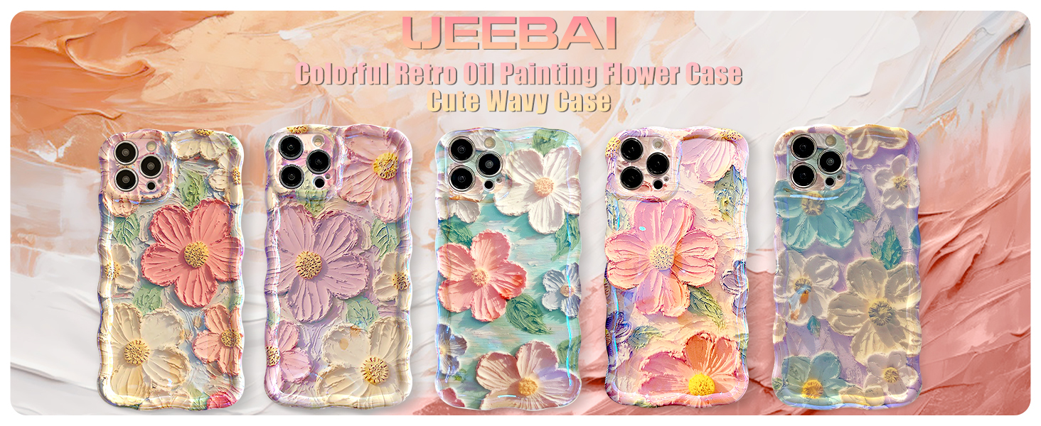 Amazon.com: UEEBAI Flower Case for iPhone 13 Pro Max Case, Colorful Retro Oil Painting Girly ...