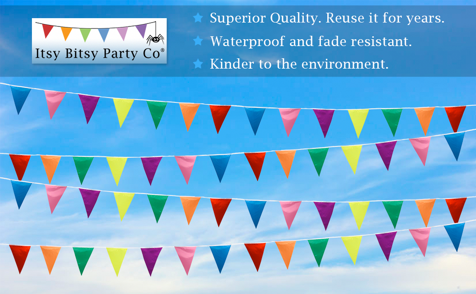 Amazon.com: Premium Reusable Pennant Banner Flags - Multicolor Pennant ...
