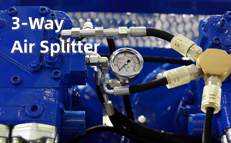 XHSP 3-Way Air Splitter, 1/4 Inch NPT Hex Style Air Manifold with 3 Pieces Brass Industrial ...