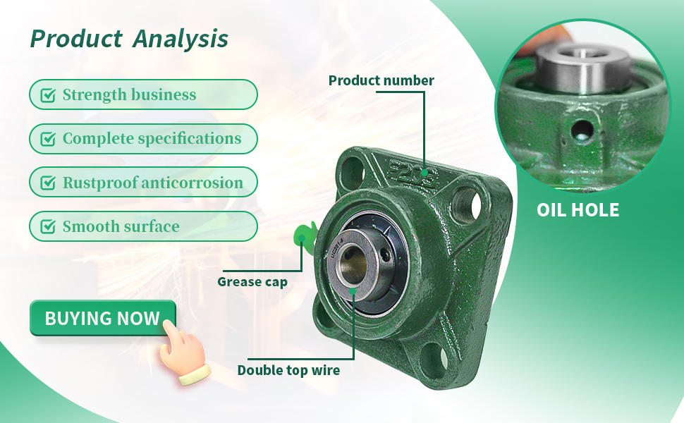 Grewirifc UCF201-8 Pillow Block Bearings (2 Pack) - 1/2 inch Bore, 4 Bolt Flange Mounted, Solid ...