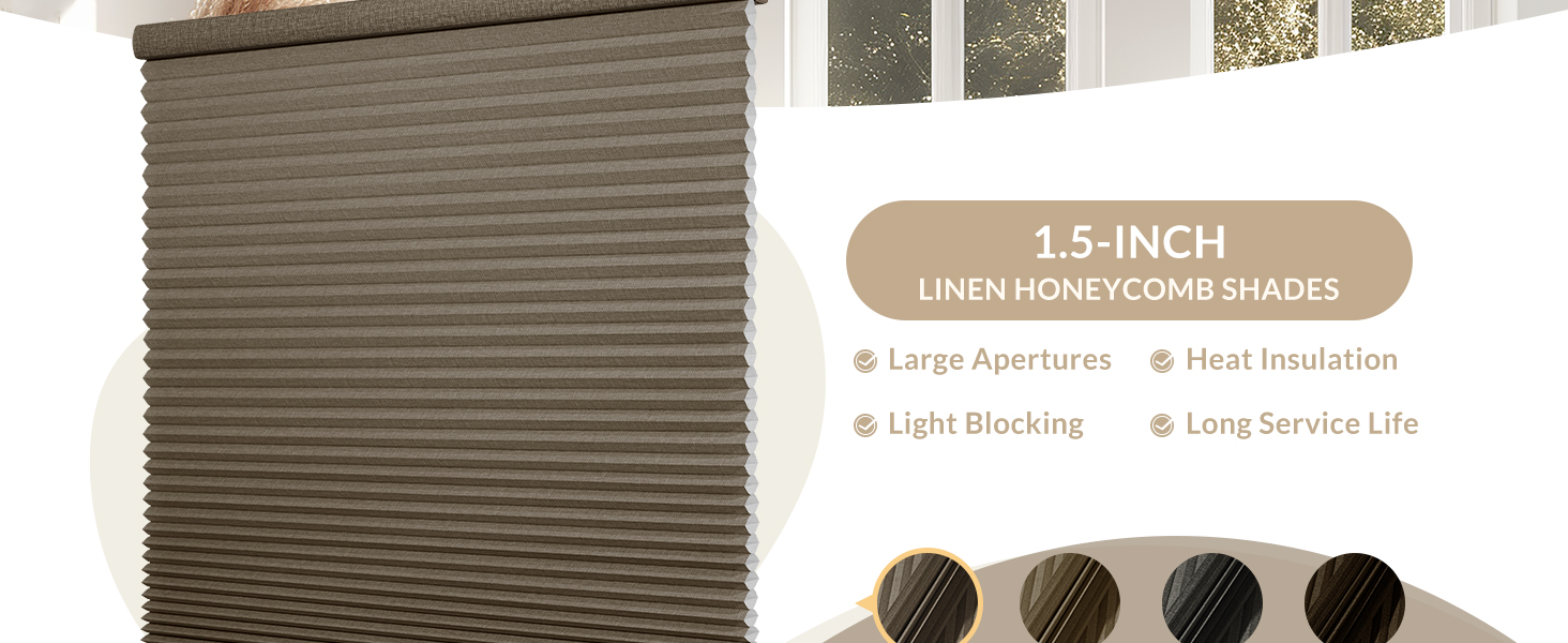 Amazon.com: Boolegon New Update 1.5" Linen Cellular Shade Natural ...