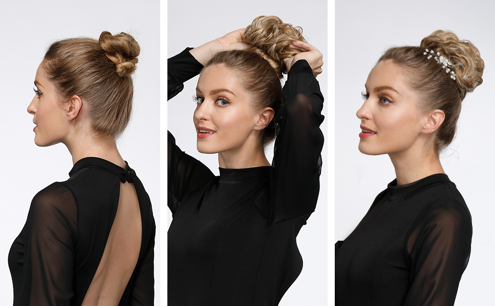 Messy Bun Hair Pieces For Women Hair Bun Extension Updo Curly Messy Bun ...