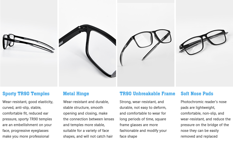 Amazon.com: GHDBFMB Men's Photochromic Progressive Reading Glasses 1.5 Blue Light Blocking Sport ...