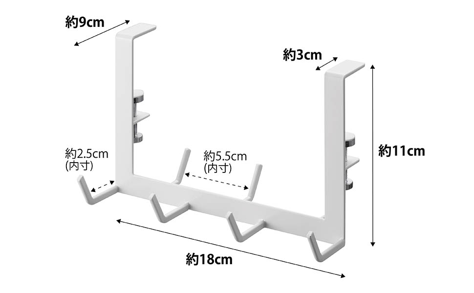 Amazon｜山崎実業(Yamazaki) レンジフード 横 フック 7連 ホワイト W18×D9×H11cm タワー tower キッチンツールフック レンジフードに挟むだけ 1787 ...