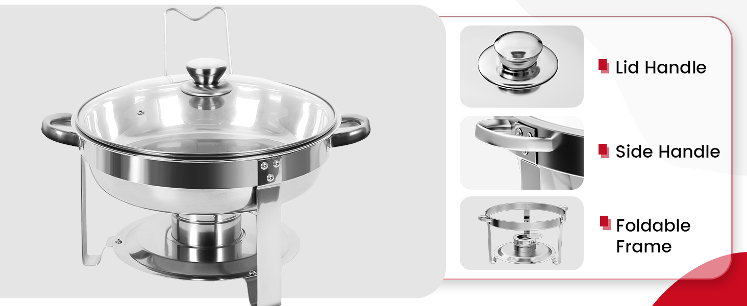 Amazon.com: IMACONE Chafing Dish Buffet Set of 4, 5QT Round Stainless Steel Chafer for Catering ...