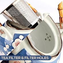 Amazon.com | PUNNIO Japanese Tea Set, Japanese Style Porcelain Tea Sets for Adult, 1 Ceramic Tea ...