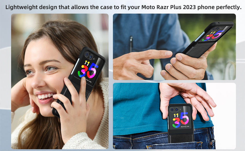 Amazon.com: Foluu for Motorola Razr Plus 2023 Case, with Front Built-in Screen Protector, PU ...