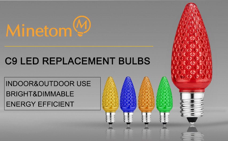 Minetom 25 Pack LED C9 Multicolor Replacement Christmas Light Bulbs ...