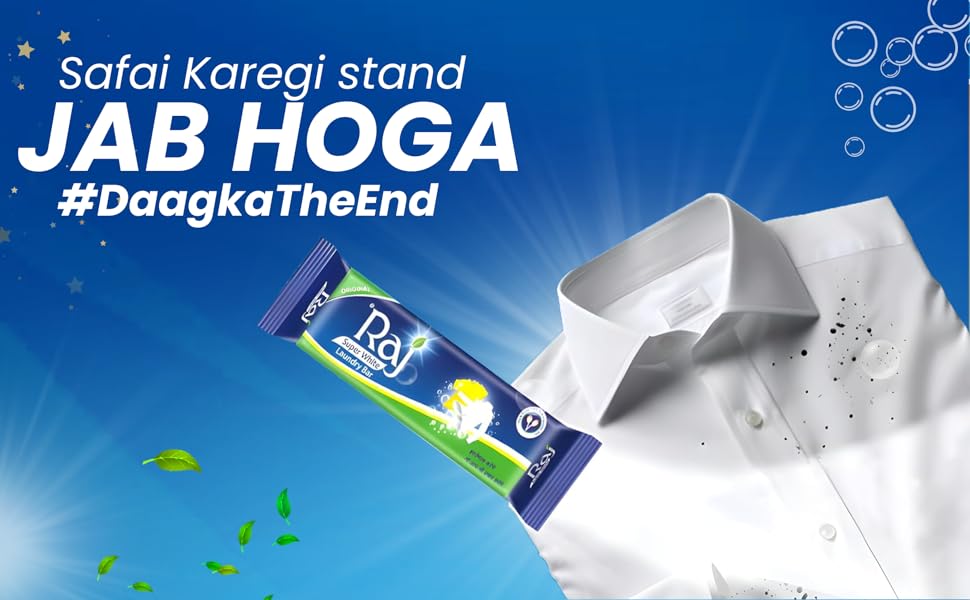 Raj Super White Laundry Soap For Clothes | Removes Tough Stains |, 70g x 20 (Pack of 20 ...