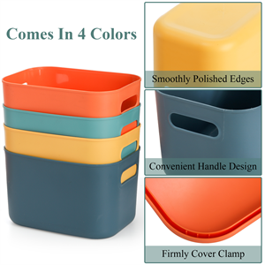 Lawei 4 Pack Plastic Storage Bins with Lid and Handles, Colorful ...