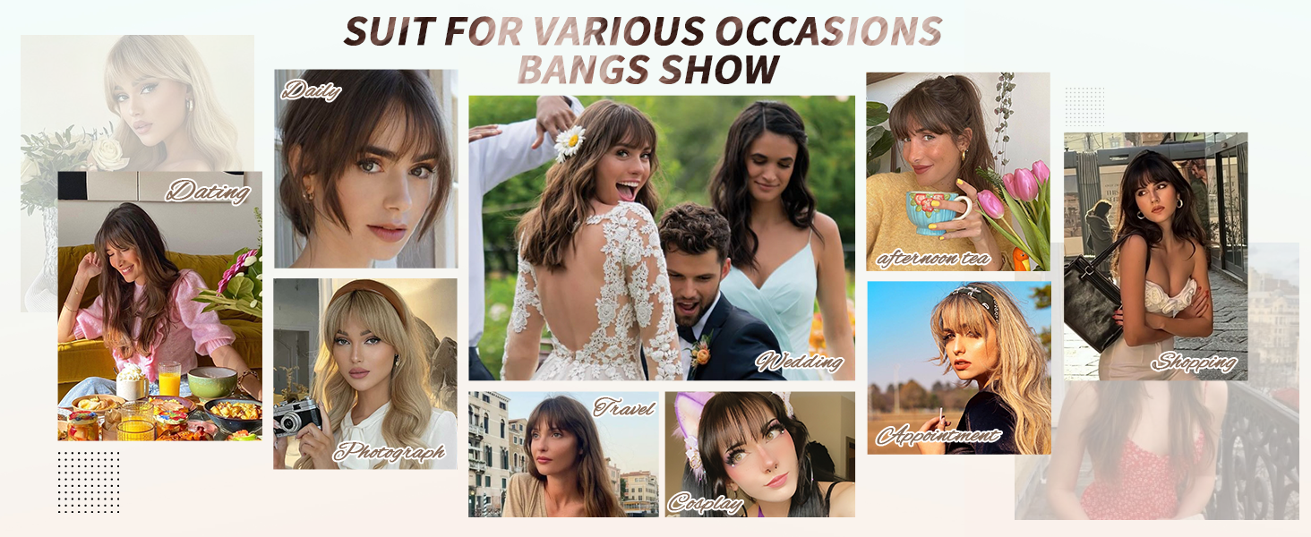 Amazon.com : Rosooi Human Bangs Hair Clip in Bangs for Women Natural Curved Wispy Bangs Fringe ...