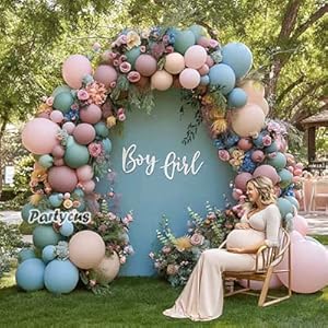 Amazon.com: Pink Blue Green Balloon Arch Double Stuffed Dusty Light Green Baby Blue Blush Mauve ...
