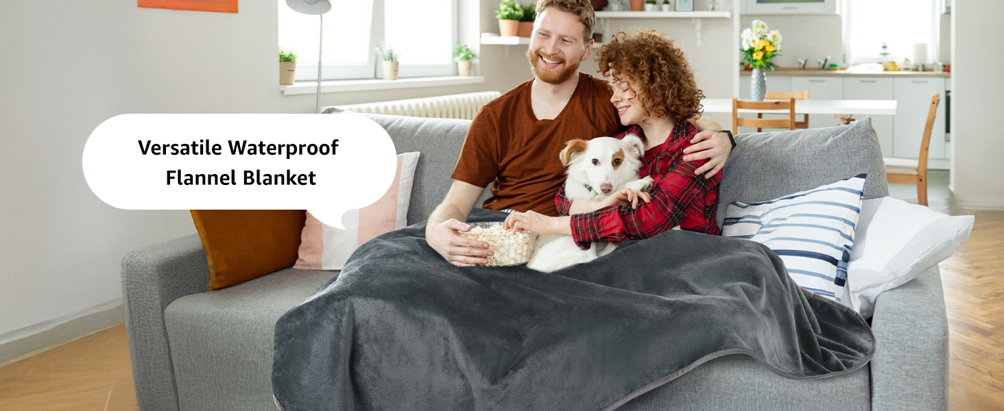 Amazon.com : LOOBANI Waterproof Blanket for Bed: Reversible Flannel Throw Blanket 60" x 80 ...