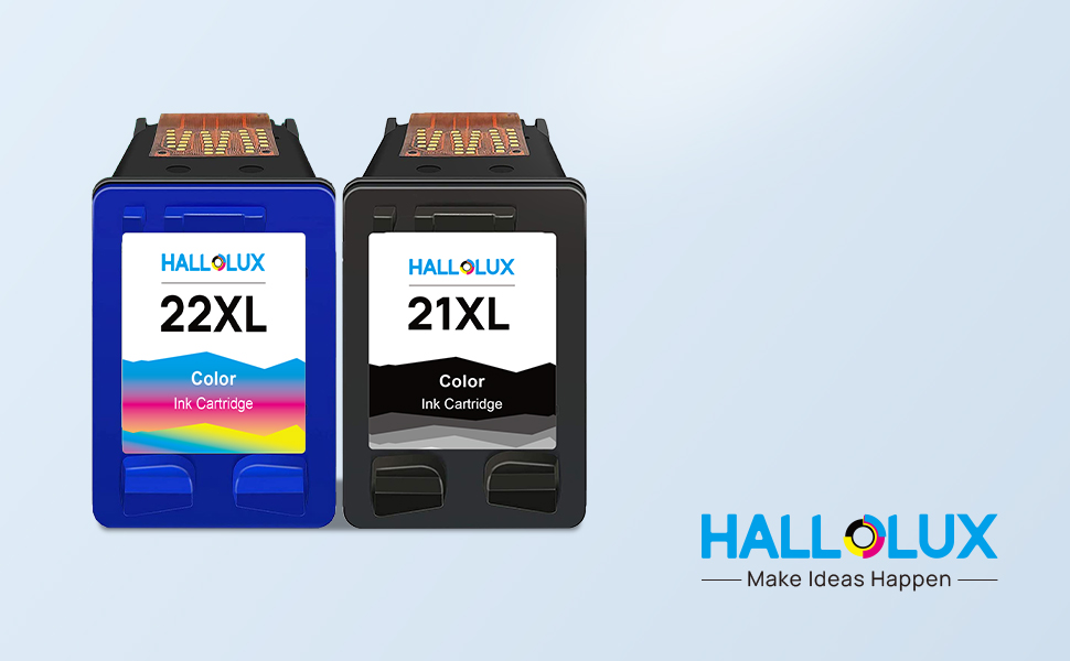 HALLOLUX 21XL 22XL Ink Cartridges High Yield, Black & Tri-colour, Replacement for HP 21 22 XL ...