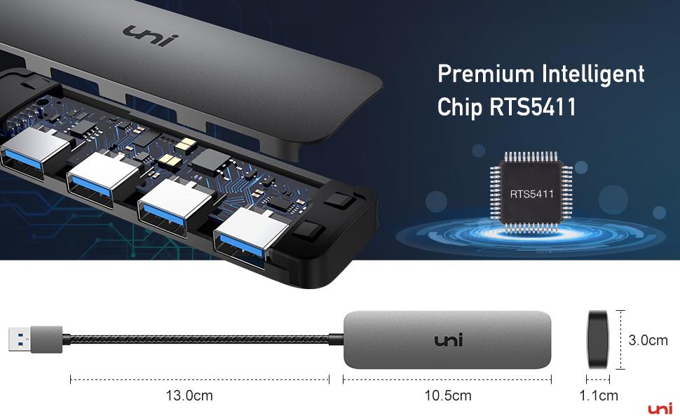Amazon.com: USB Hub, uni Aluminum 4-Port USB Splitter for Laptop, Slim ...