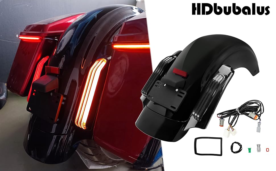 Amazon.com: HDBUBALUS Rear Fender with LED Fascia System Fit For Harley Touring Road King CVO ...
