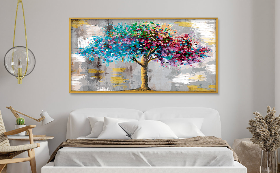 Amazon.com: HPINUB Abstract Tree of Life Framed Canvas Wall Art, Modern Mid Century Wall Decor ...