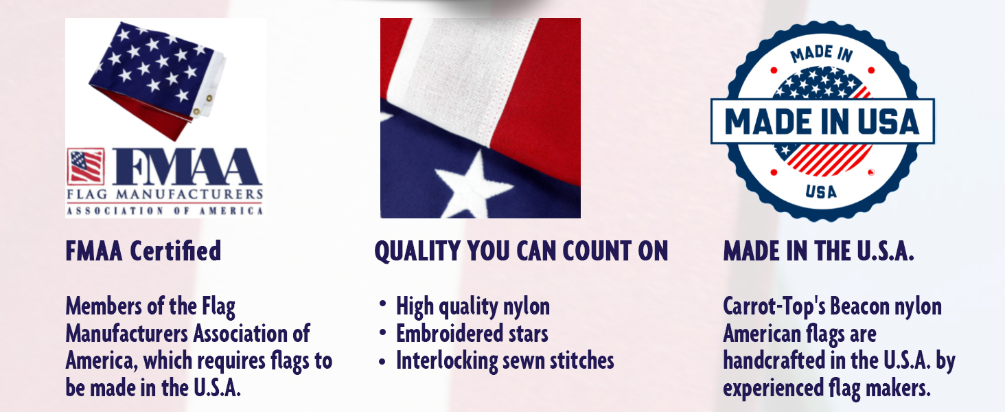 Amazon.com : Carrot-Top Beacon Nylon American Flag for Outside & Inside 5x8 - US Flag, Outdoor ...