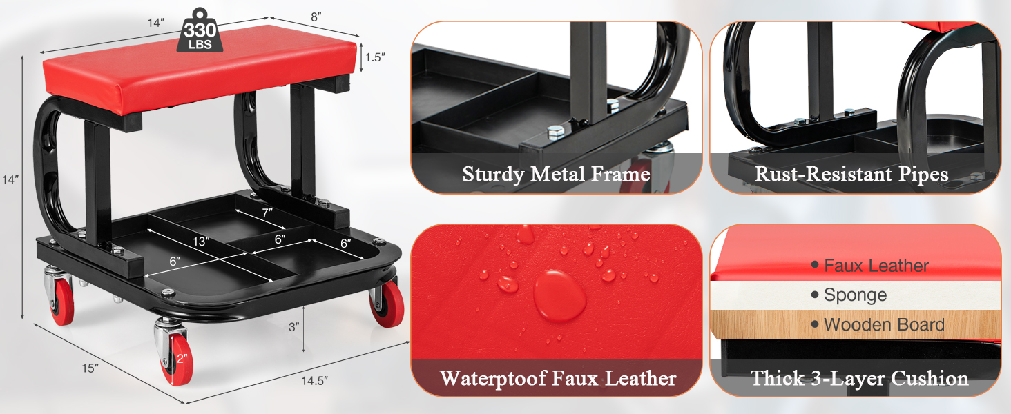 Amazon.com: IRONMAX Rolling Creeper Seat, Garage Shop Stool on Wheels with Padded Seat & Tool ...