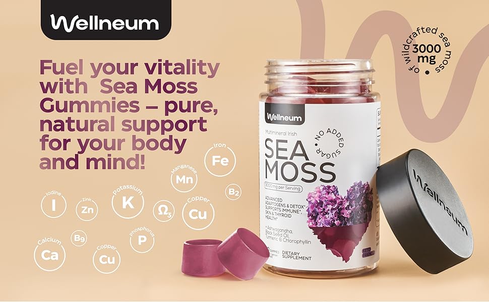 Amazon.com: Collagen and Sea Moss Gummies Bundle - Collagen Peptides, Irish Sea Moss, Biotin ...