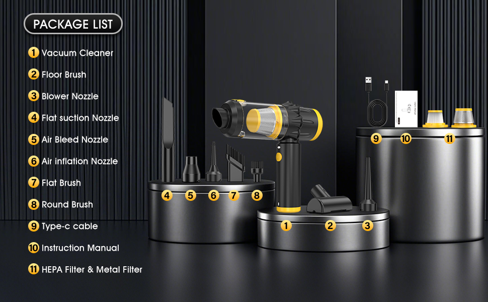 Amazon.com - Lizjarol Handheld Car Vacuum Cleaner, 20000PA Vacuum Cordless with Brushless Motor ...