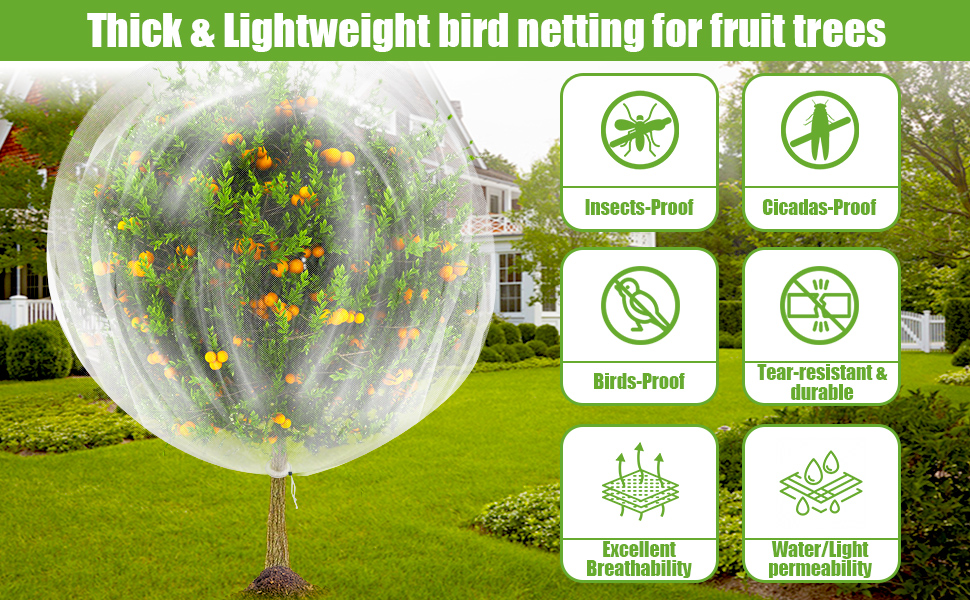 Amazon.com : 2 Packs 8' x 8' Large Garden Cicada Netting for Trees, Ultra-Fine Fruit Tree ...