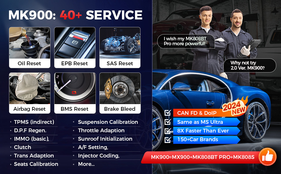 Autel MaxiCOM MK900 OBD2 Scanner: 2025 Same As MK900BT, Upgrade of MK808BT PRO MK808S MX808S, 40 ...