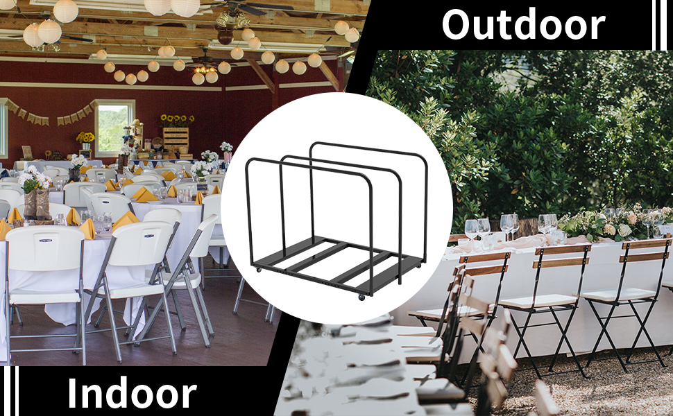 Folding Table Cart Table Dolly With Braking Caster To Store And Move Folding Round