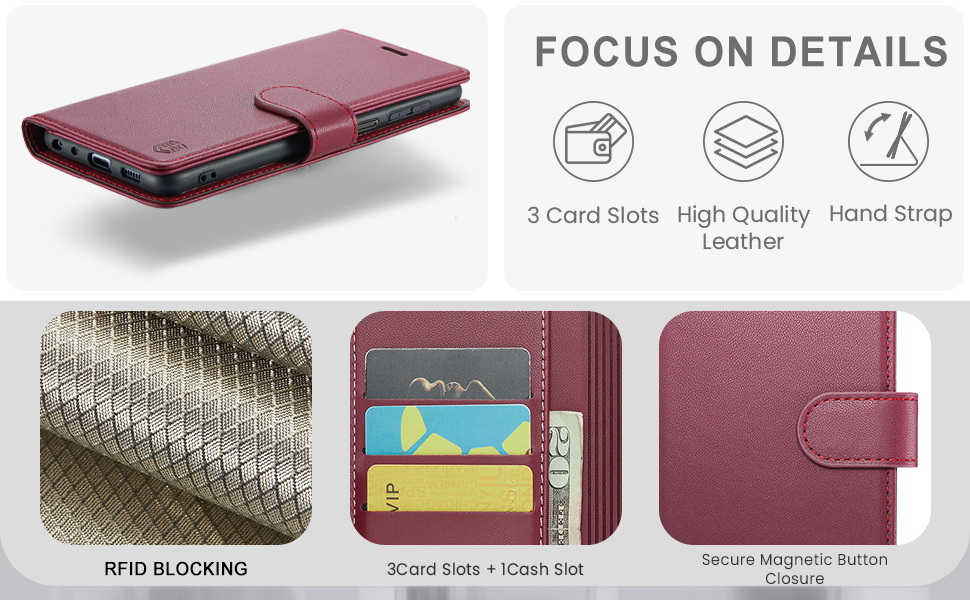 Amazon.com: Wallet Case for Samsung Galaxy A25 5G Phone Case Red | RFID Blocking, Credit Card ...