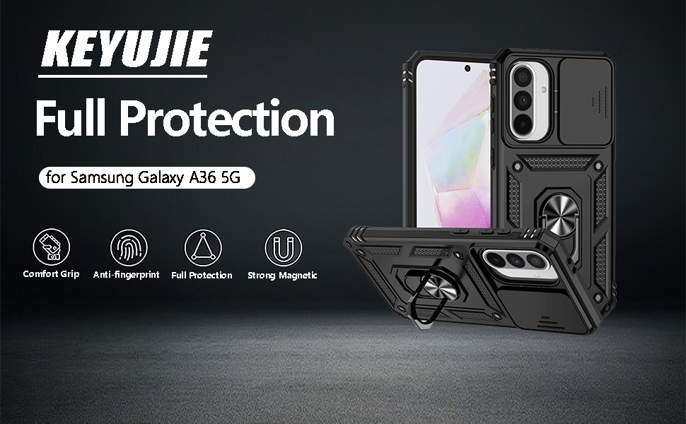 Amazon.com: for Galaxy A36 5G Phone Case with Slide Camera Cover HD Screen Protector [Military ...