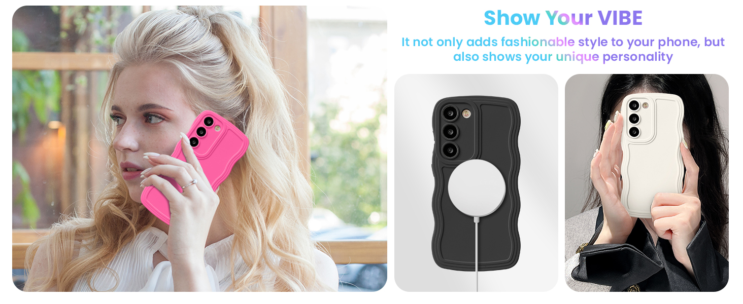 Amazon.com: UEEBAI Wave Frame Silicon Case for Samsung Galaxy S23 FE 5G Phone Case, Cute Wave ...